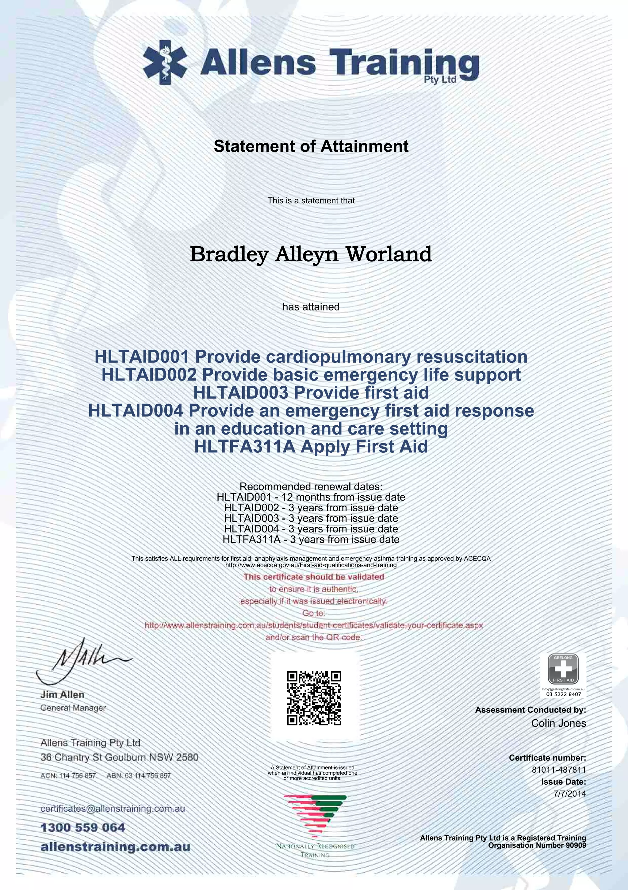 First Aid Education Cert. | PDF
