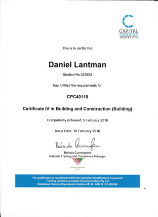Cert 4 Building & Construction | PDF
