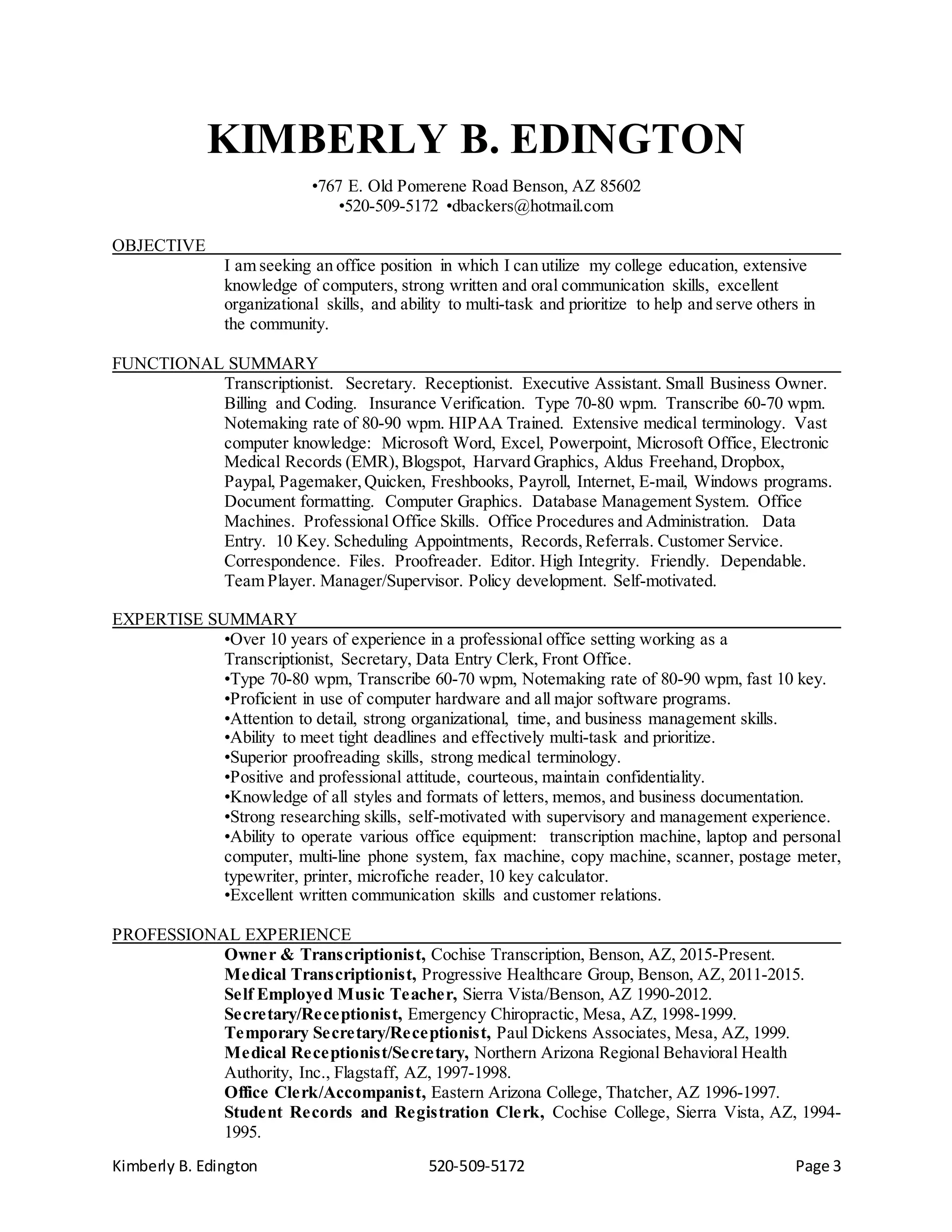 kbe resume | DOCX