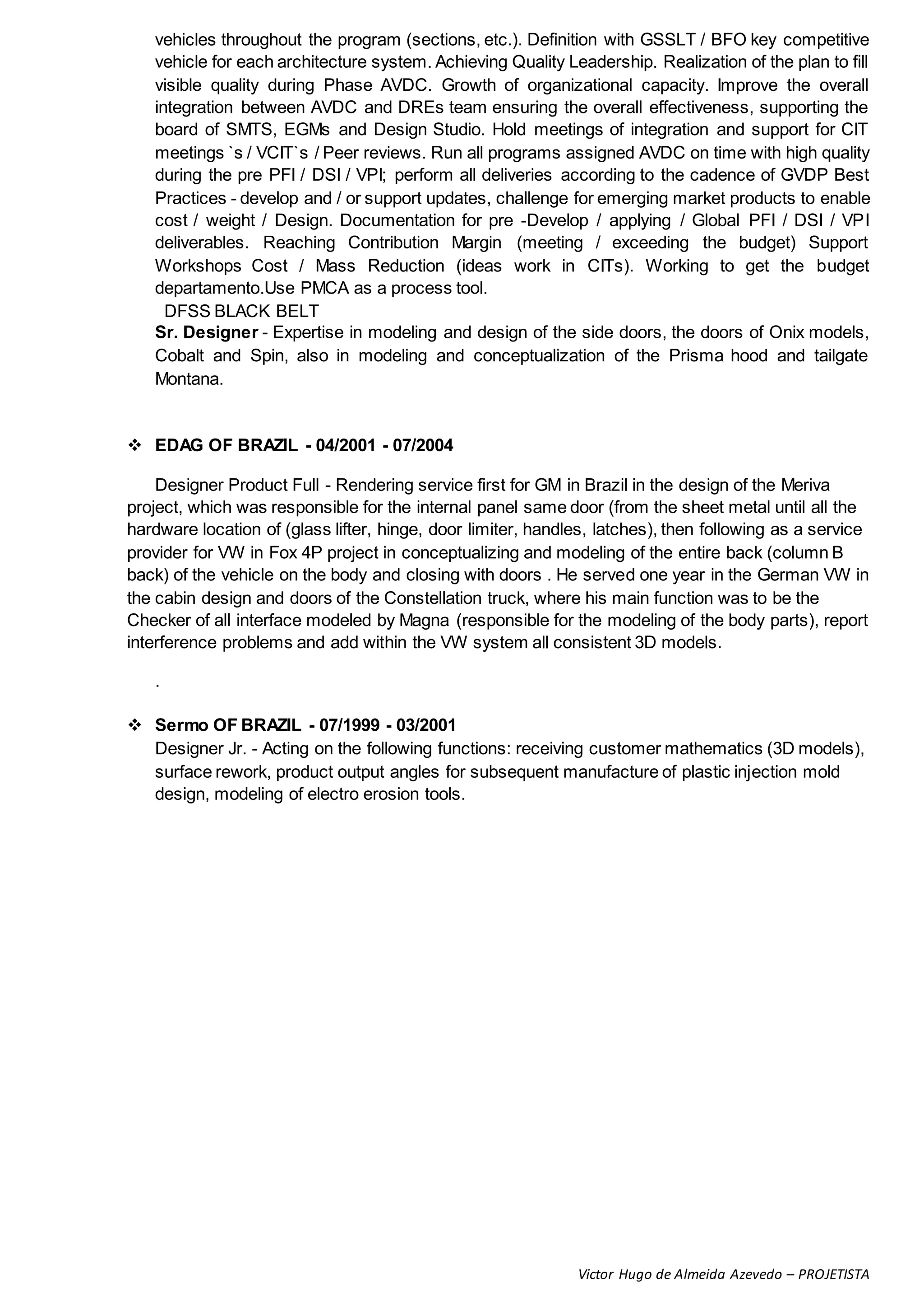 RESUMEVICTOR HUGO | DOCX | Auto Technology | Automotive