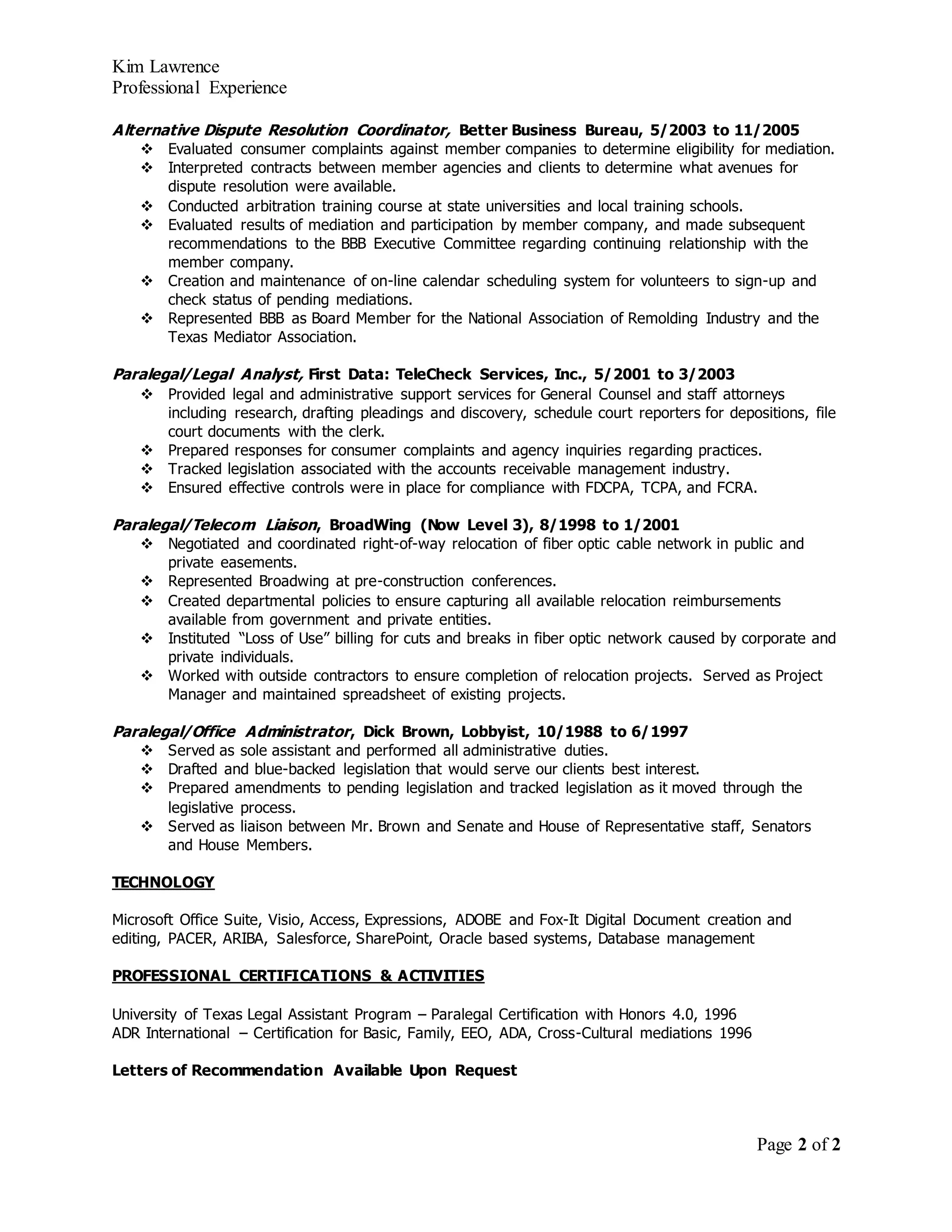 Kimberly Lawrence Licensing CV 2015 | DOCX