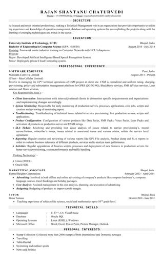 Resume- Rajan S Chaturvedi | PDF