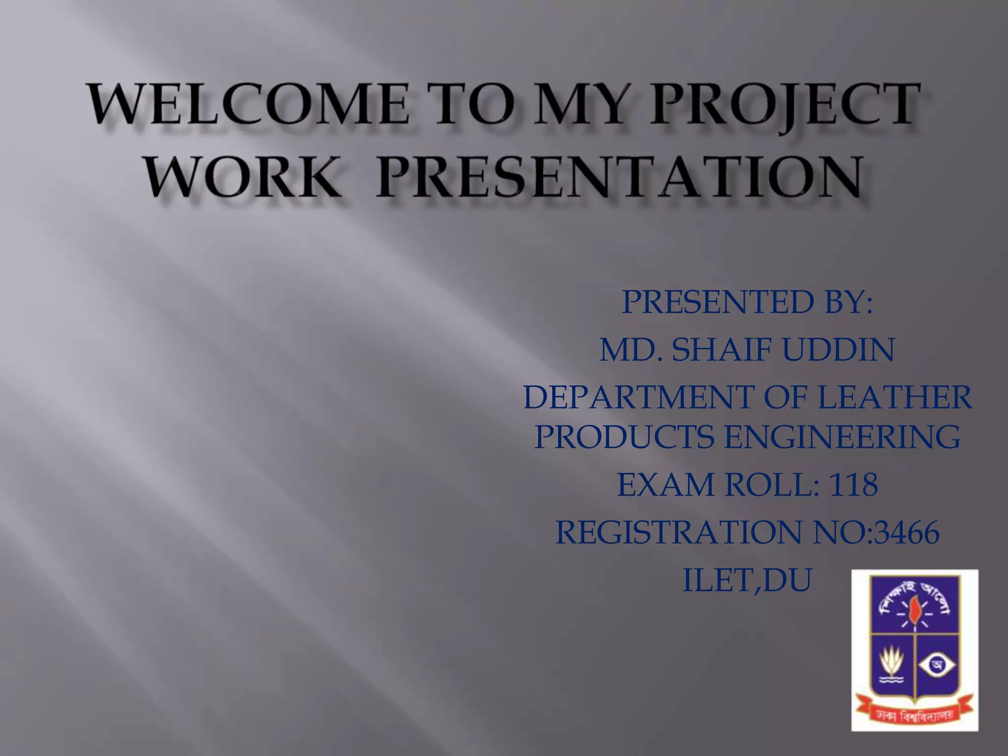 Project Work presentation | PPT