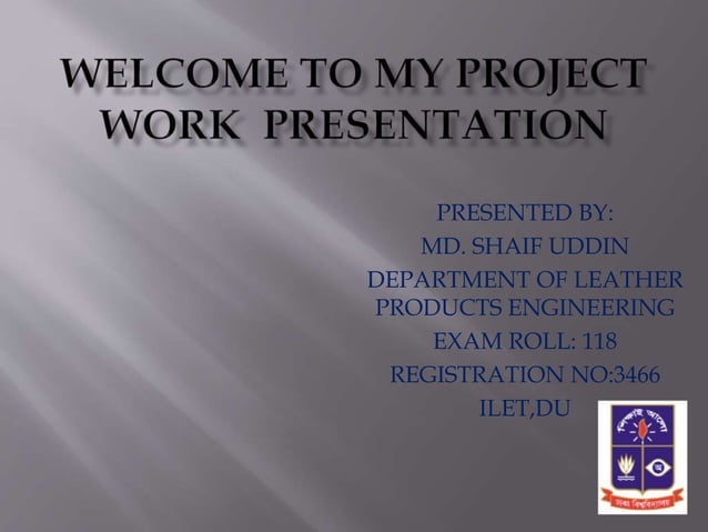 Project Work presentation | PPT