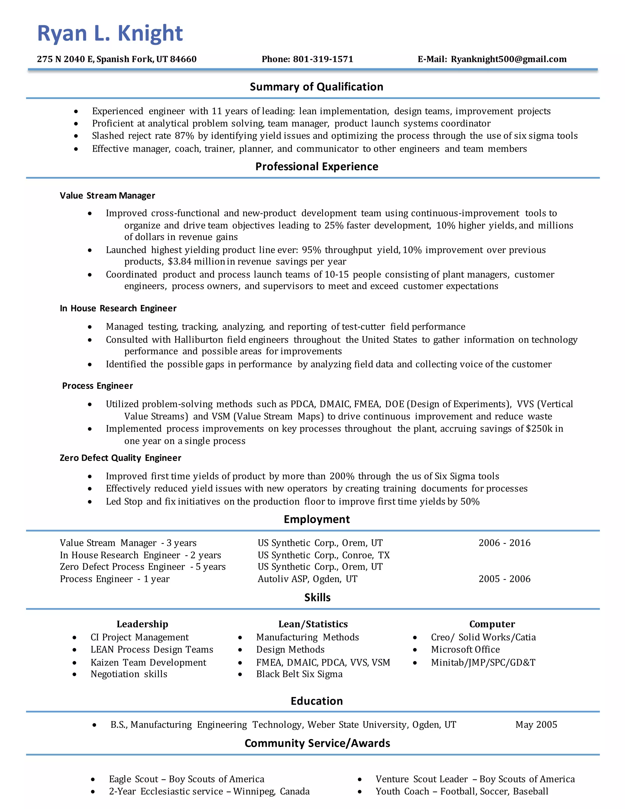 Ryan Knight's Resume | PDF