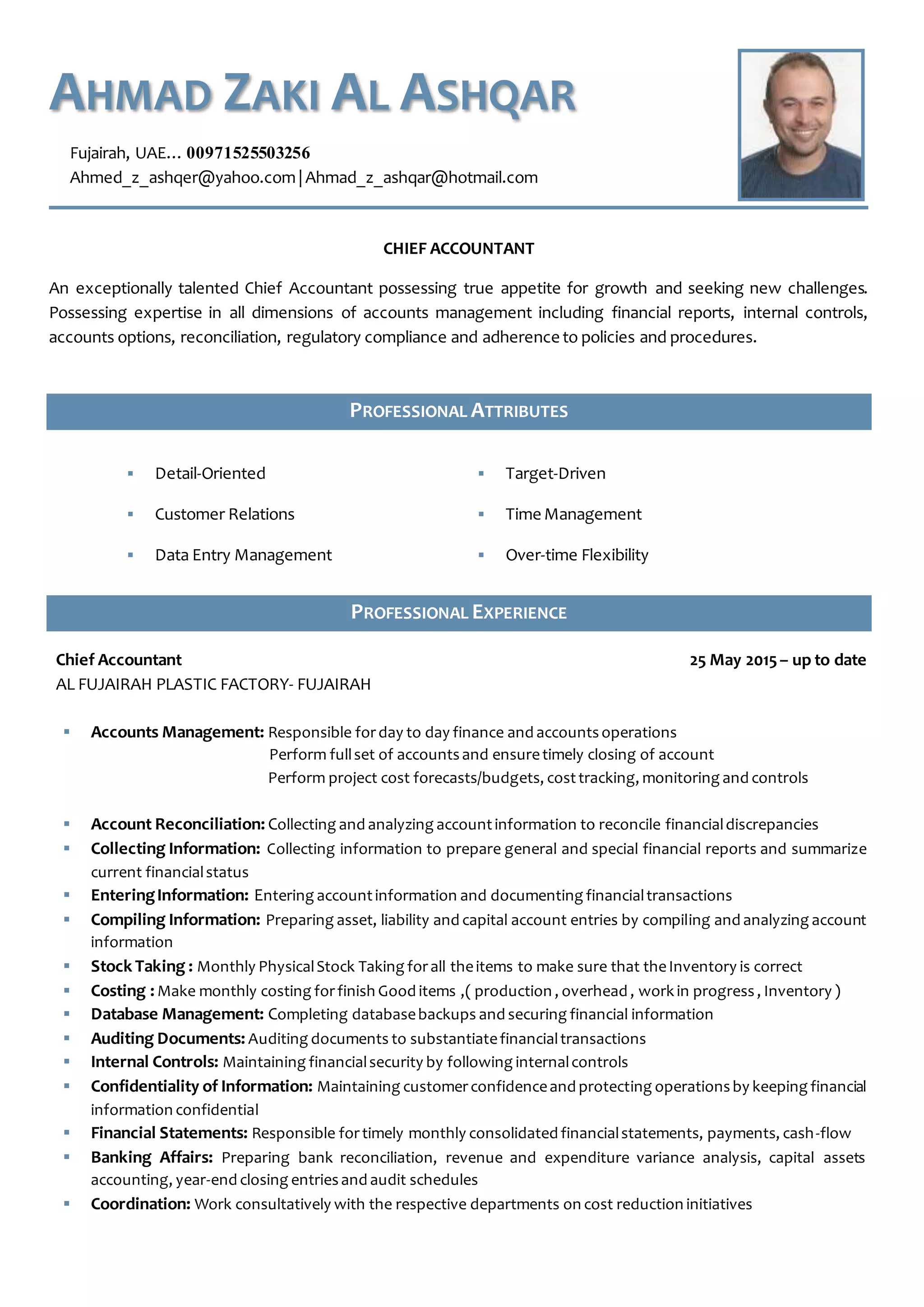 Ahmed C.V Chief Accountant | DOCX