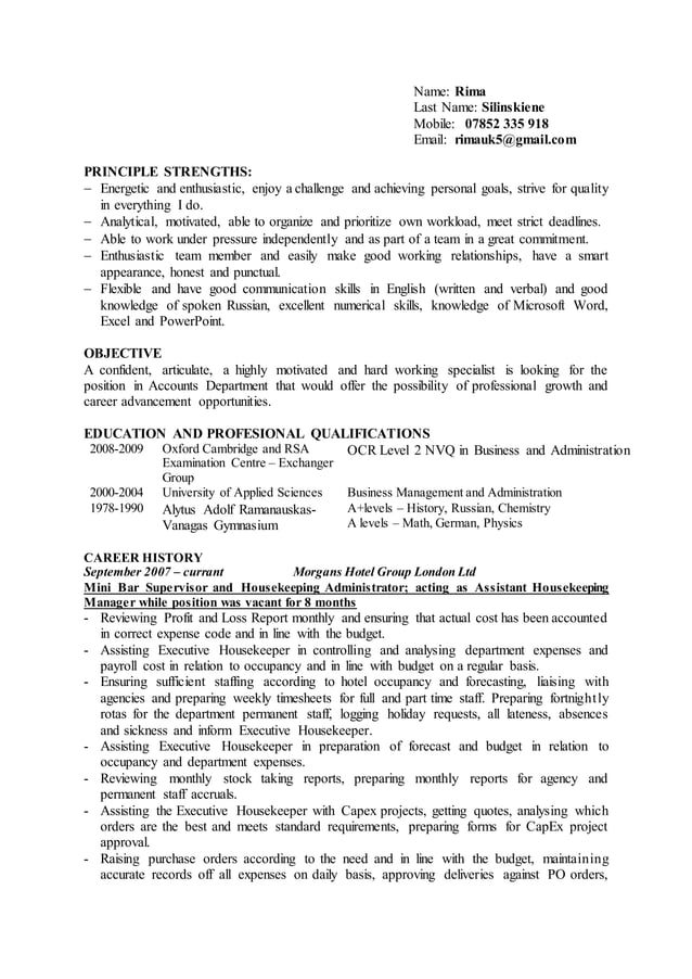 CV Rima Silinskiene 06 10 2016 | PDF