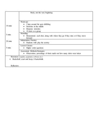 Basketball Lesson Plan | DOCX