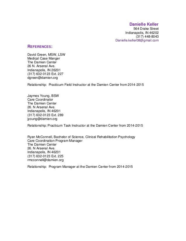 Danielle Keller's Social Work References