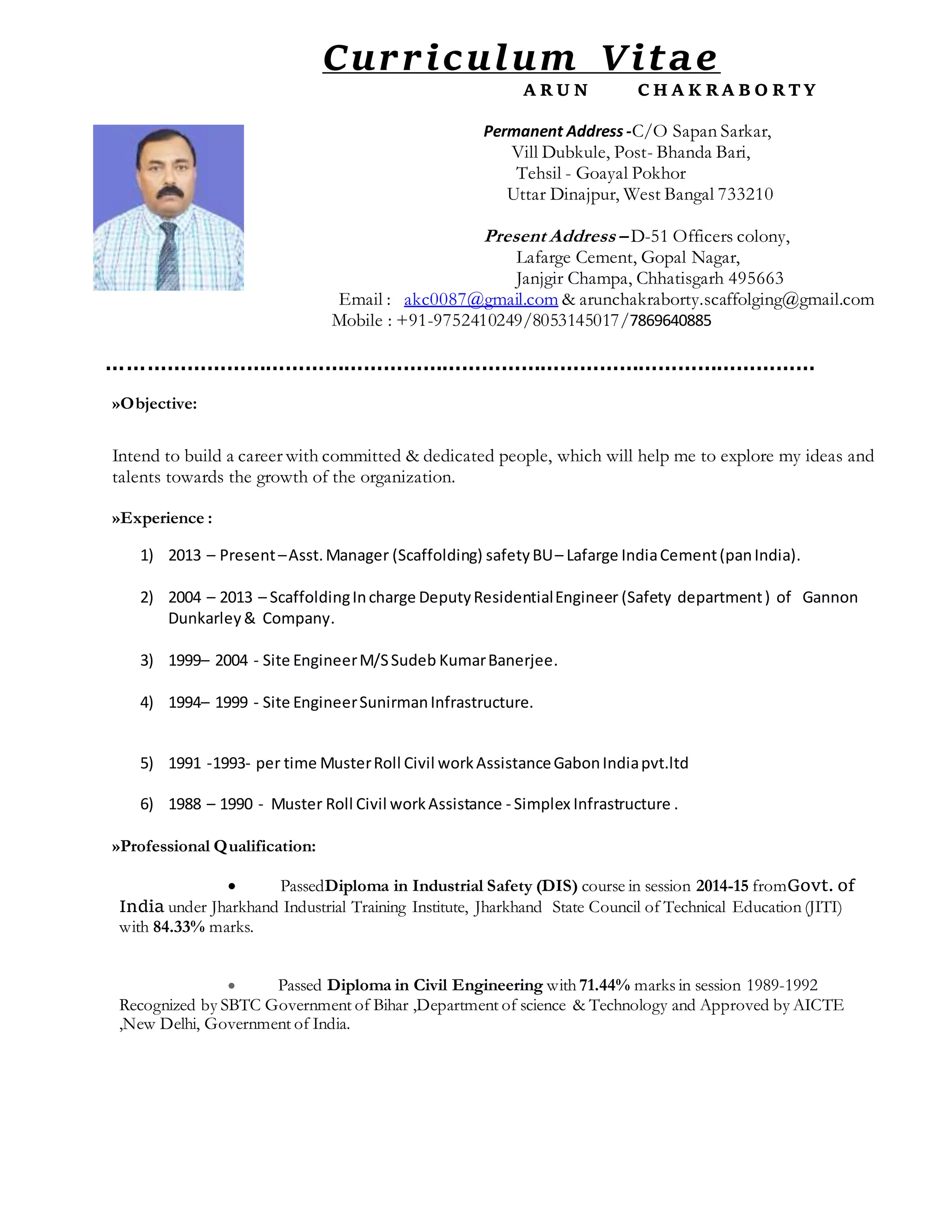 ARUN CHAKRABORTY -CV | PDF