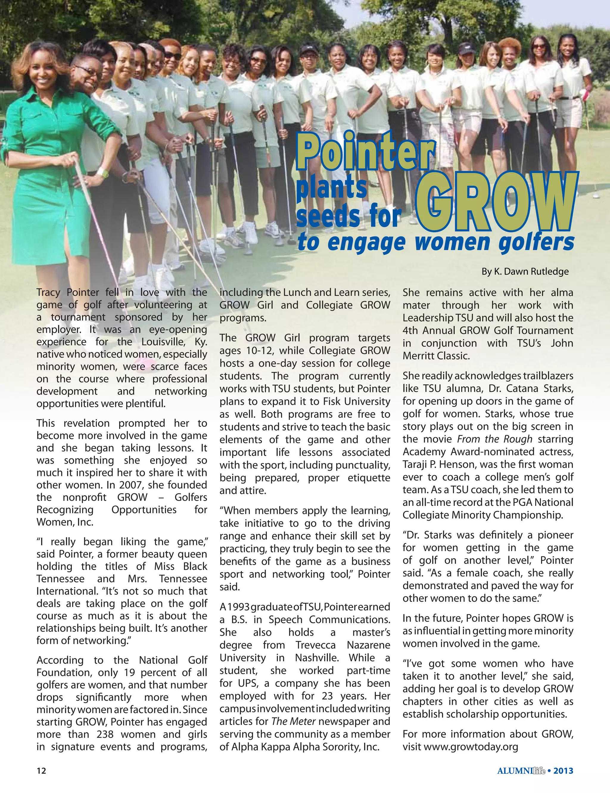 GROW - Tracy Pointer TSU Alumni Magazine | PDF | Golf | Sports