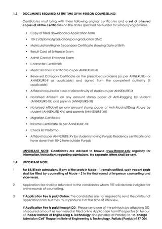 ADMISSION TO THE FIRST YEAR OF BE/BTech PROGRAM | PDF