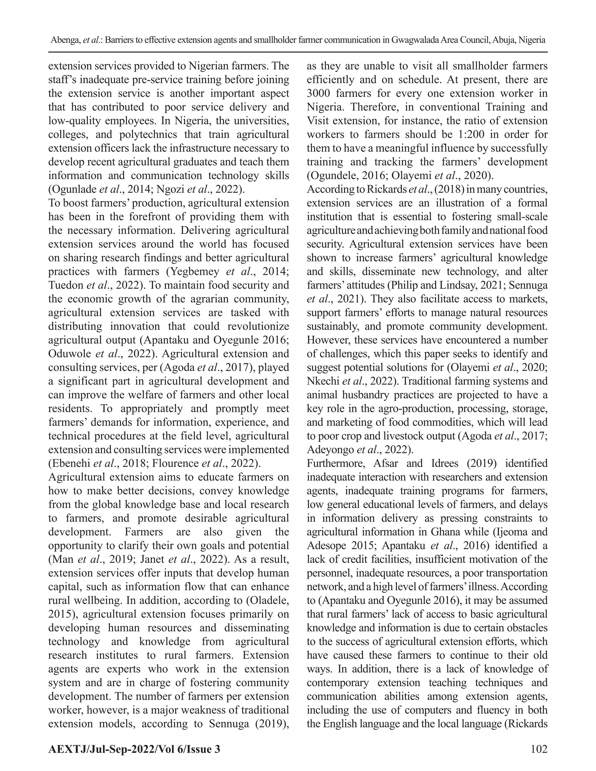 Barriers to Effective Extension Agents and Smallholder Farmer ...