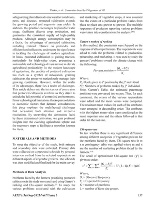 Constraints Faced by the Protected Growers of Himachal Pradesh | PDF