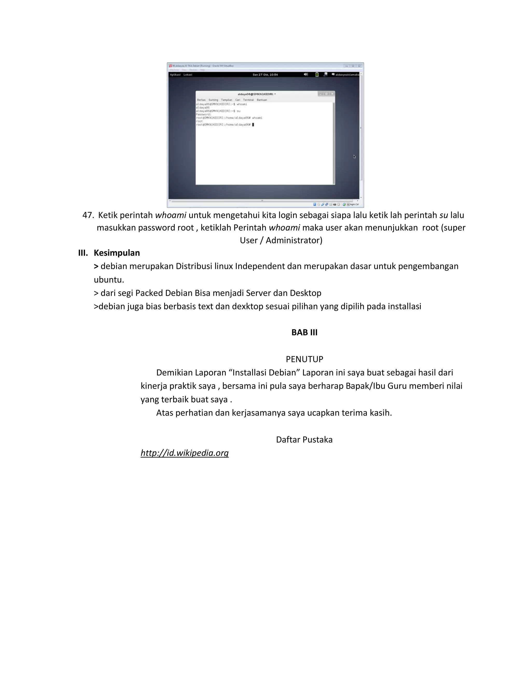 Laporan installasi debian text | PDF