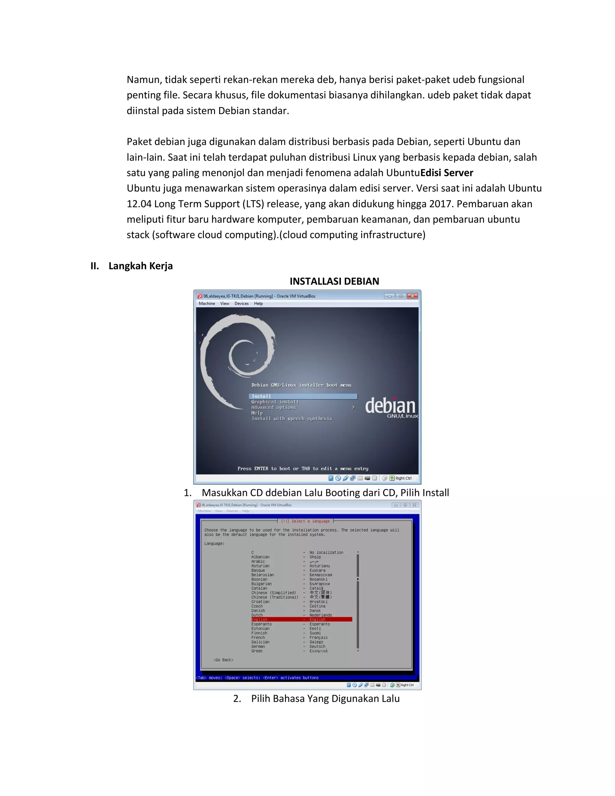 Laporan installasi debian text | PDF