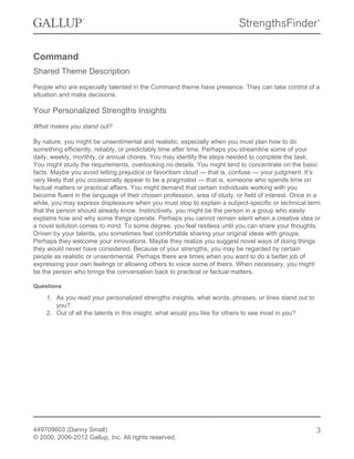 Daniel Small StrengthsFinder Excerpt | PDF