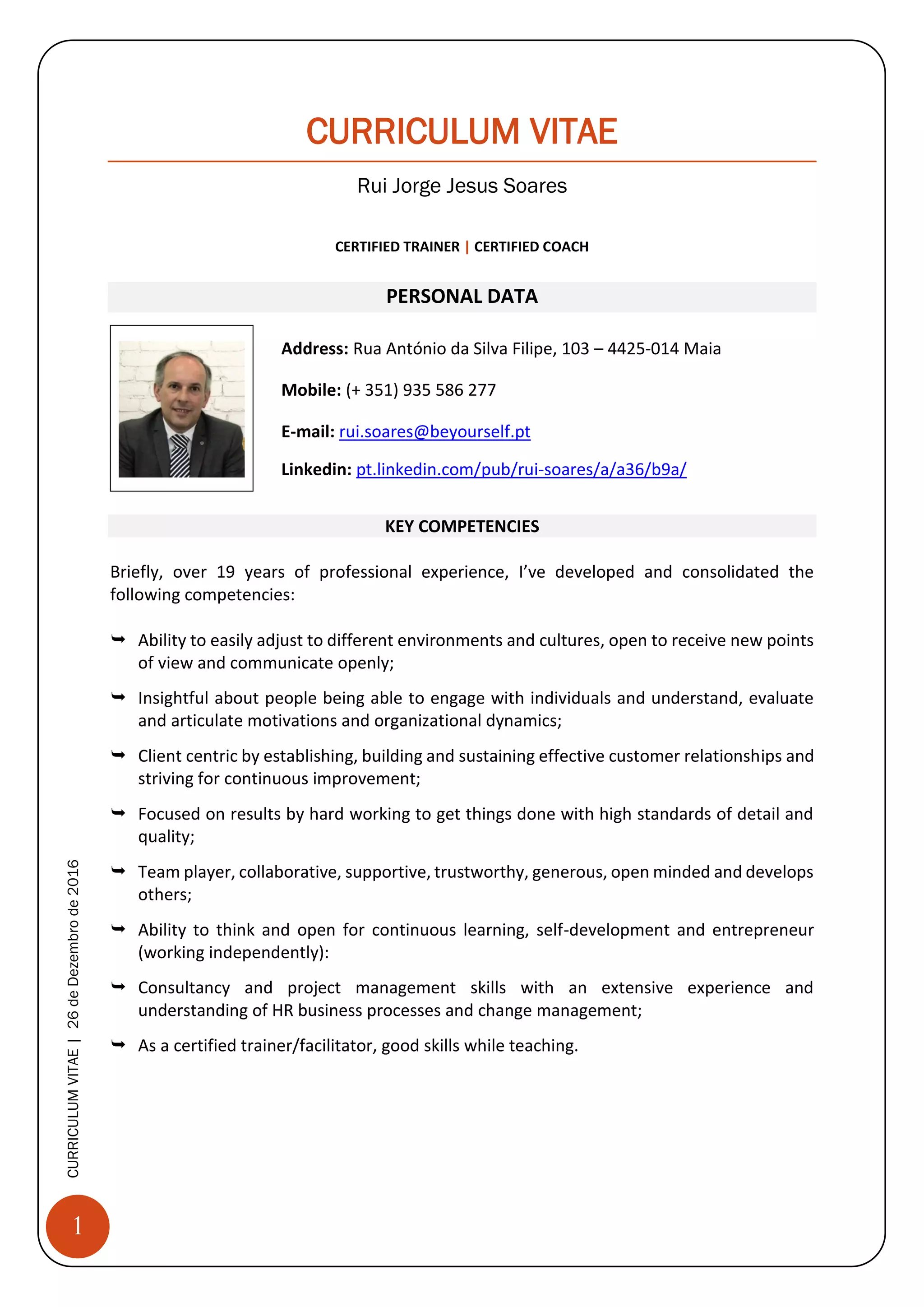 CURRICULUM VITAE - Rui Soares - Profissional ENG | PDF