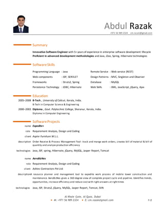 ABDUL RAZAK C M- CV-03-01 | PDF