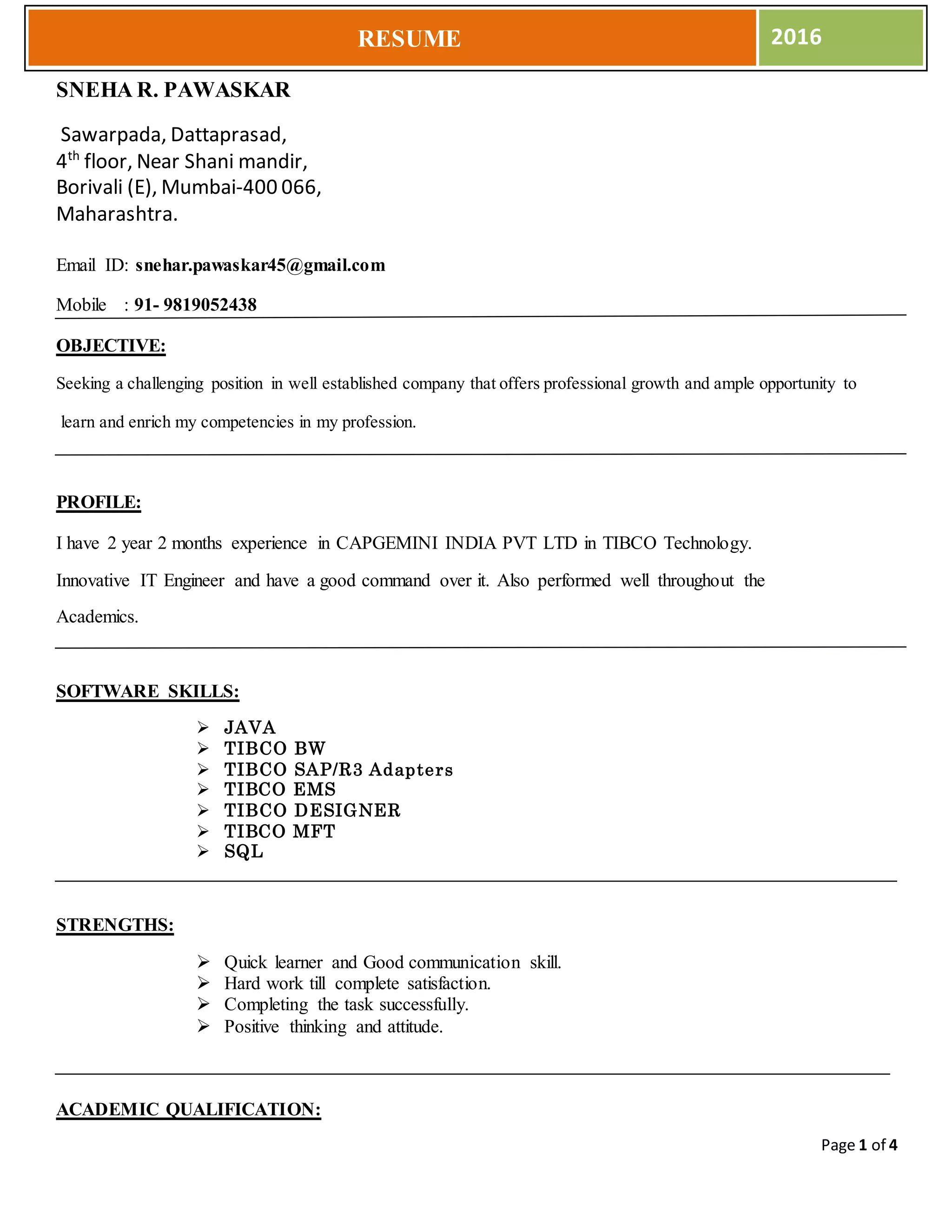 Sneha Resume | PDF