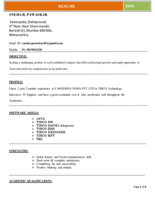 Sneha Resume | PDF