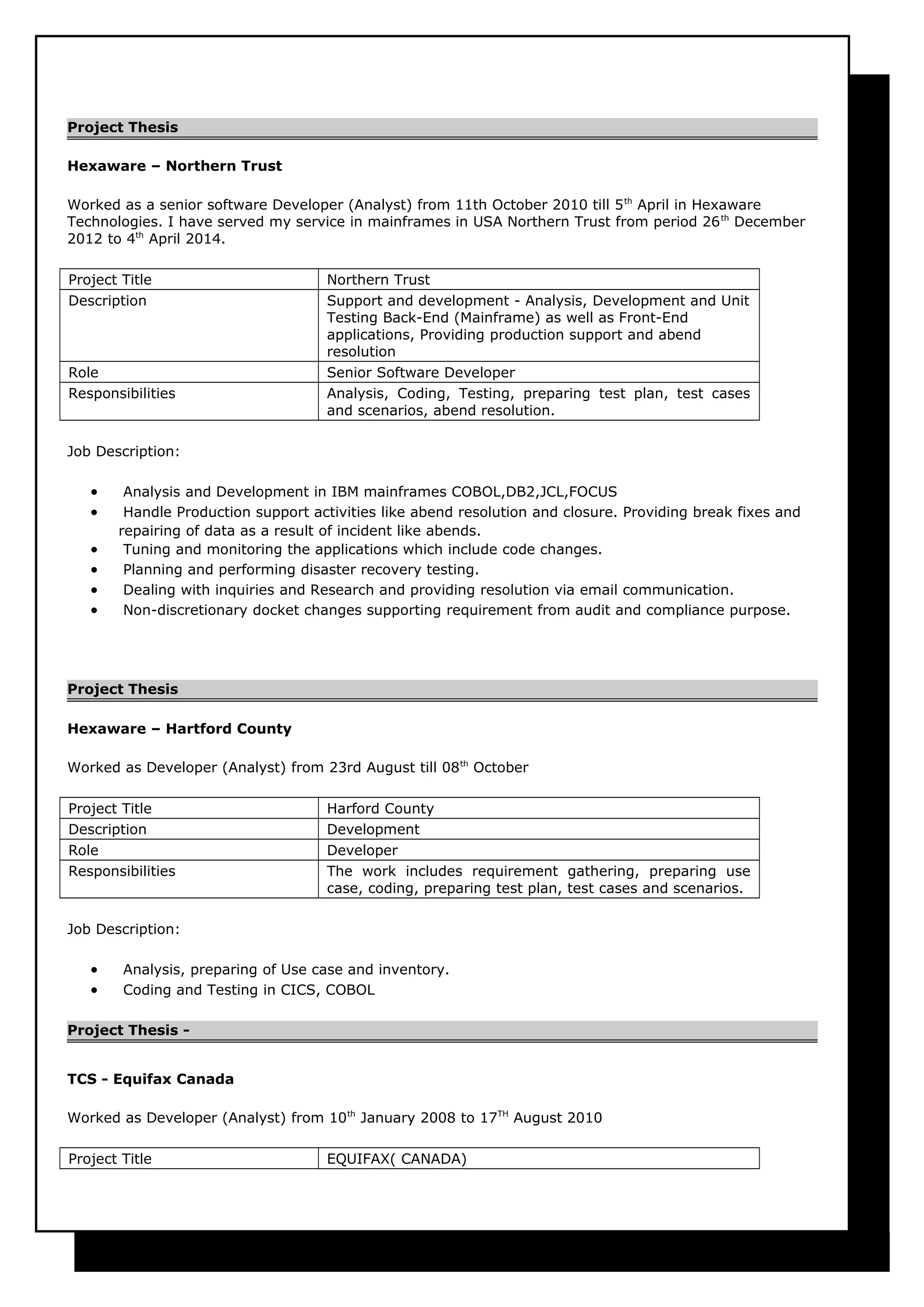 Resume Nimisha Jha Mainframe Developer 6 Years 5 Months | DOC