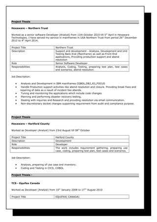 Resume Nimisha Jha Mainframe Developer 6 Years 5 Months | DOC
