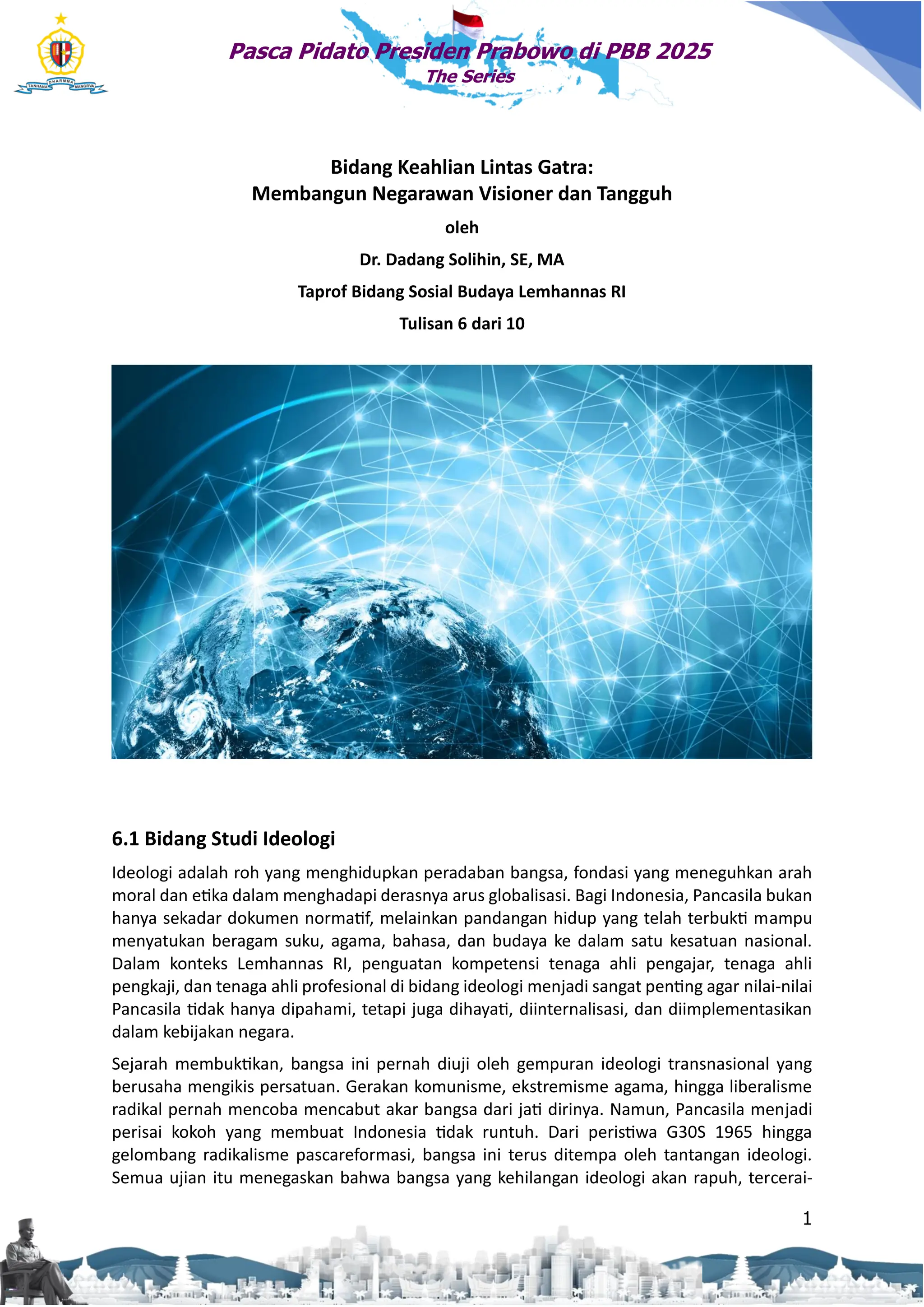 Bidang Keahlian Lintas Gatra: Membangun Negarawan Visioner dan Tangguh | PDF