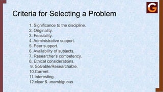 Research Problem and Selecting the research Problem | PPTX ...
