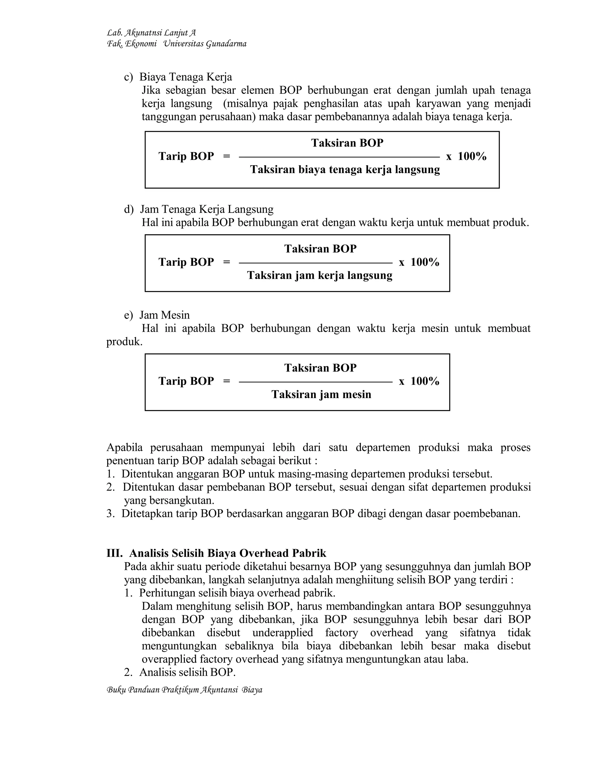 Biaya Overhead Pabrik | DOC