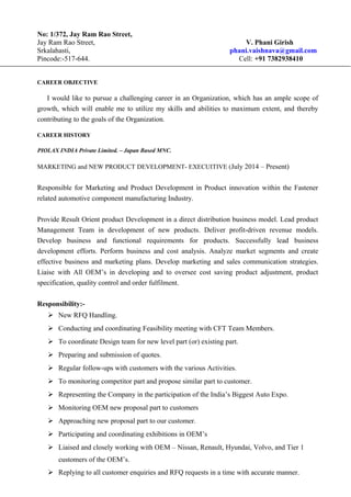 Phani Girish Resume | DOC