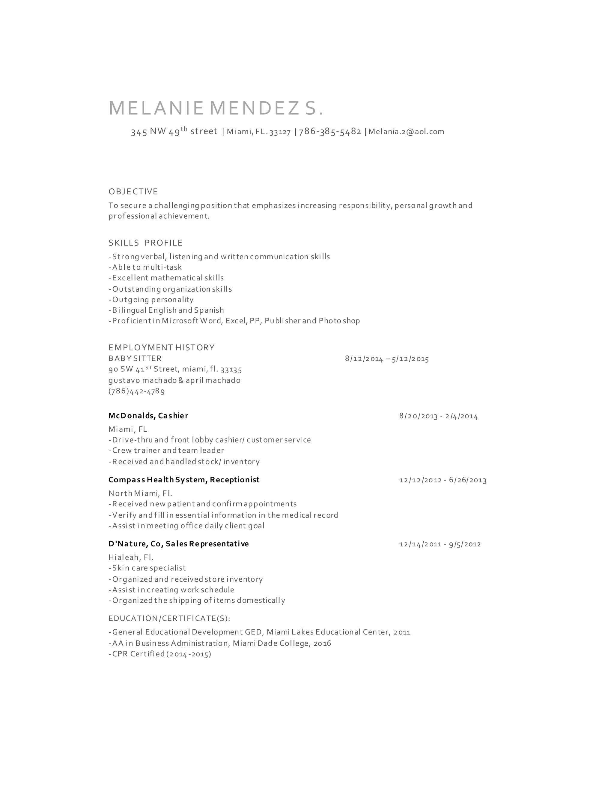 Melanie Resume NEW2015 | DOCX | Business | Business and Finance