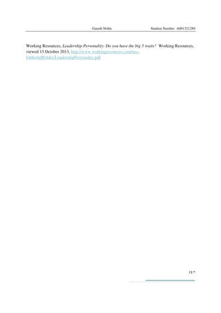 Gareth Noble A001321289 Leadership | PDF | Brain and Nervous System ...