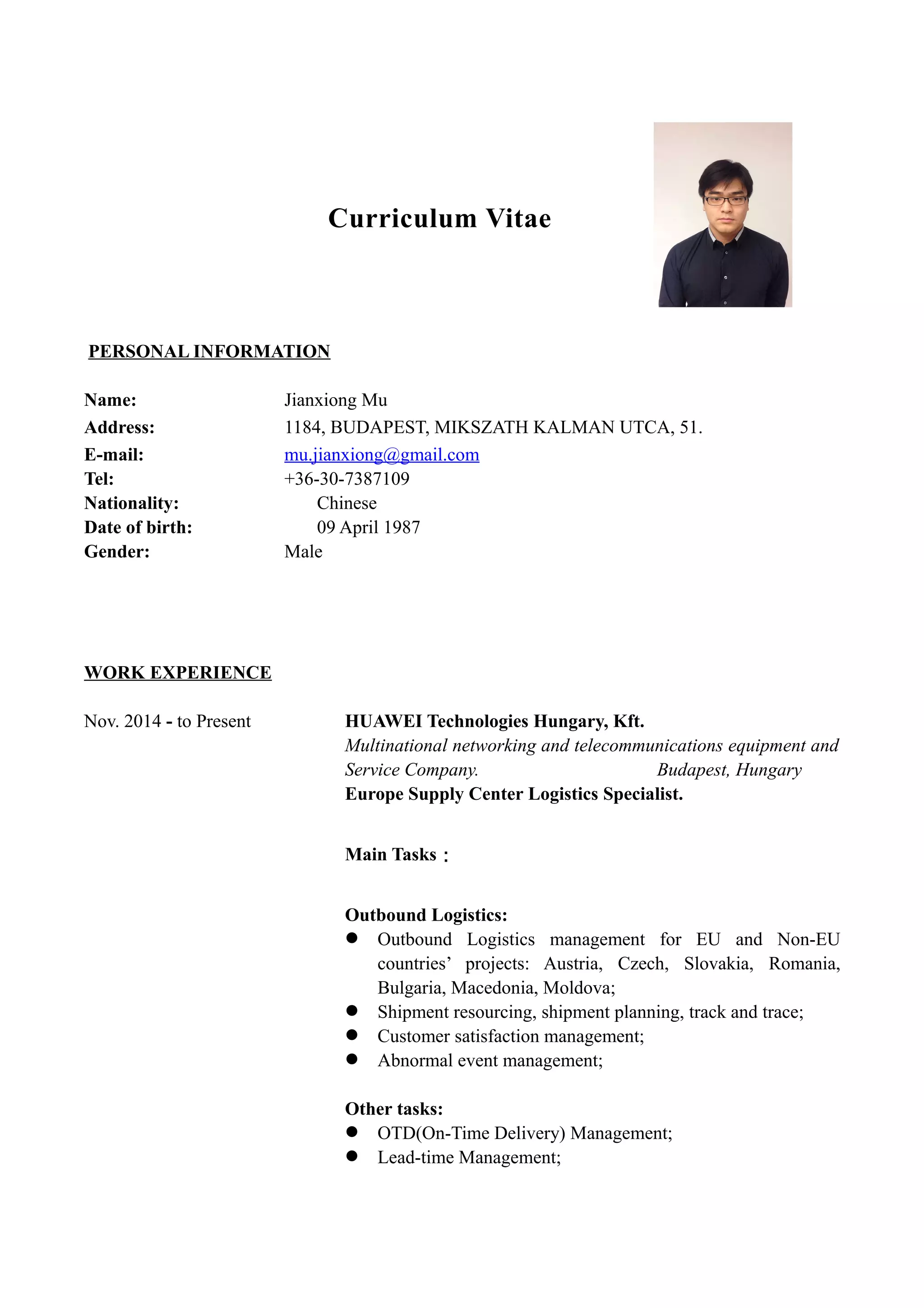 Curriculum Vitae_Mu Jianxiong | PDF
