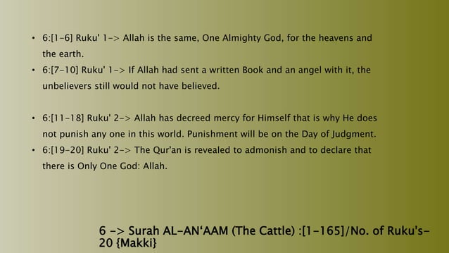 06 contents of surah al an'aam | PPT