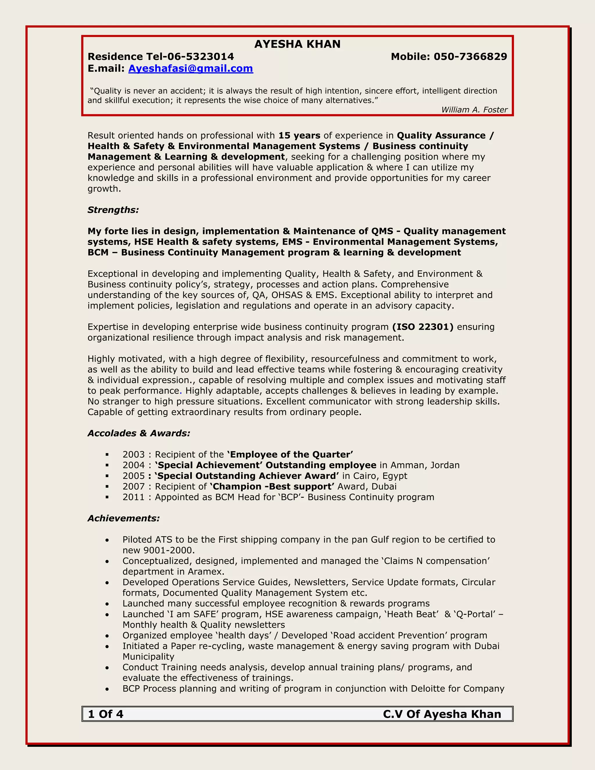 Ayesha Khan CV Updated Z | PDF