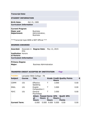 HACC Transcript | PDF