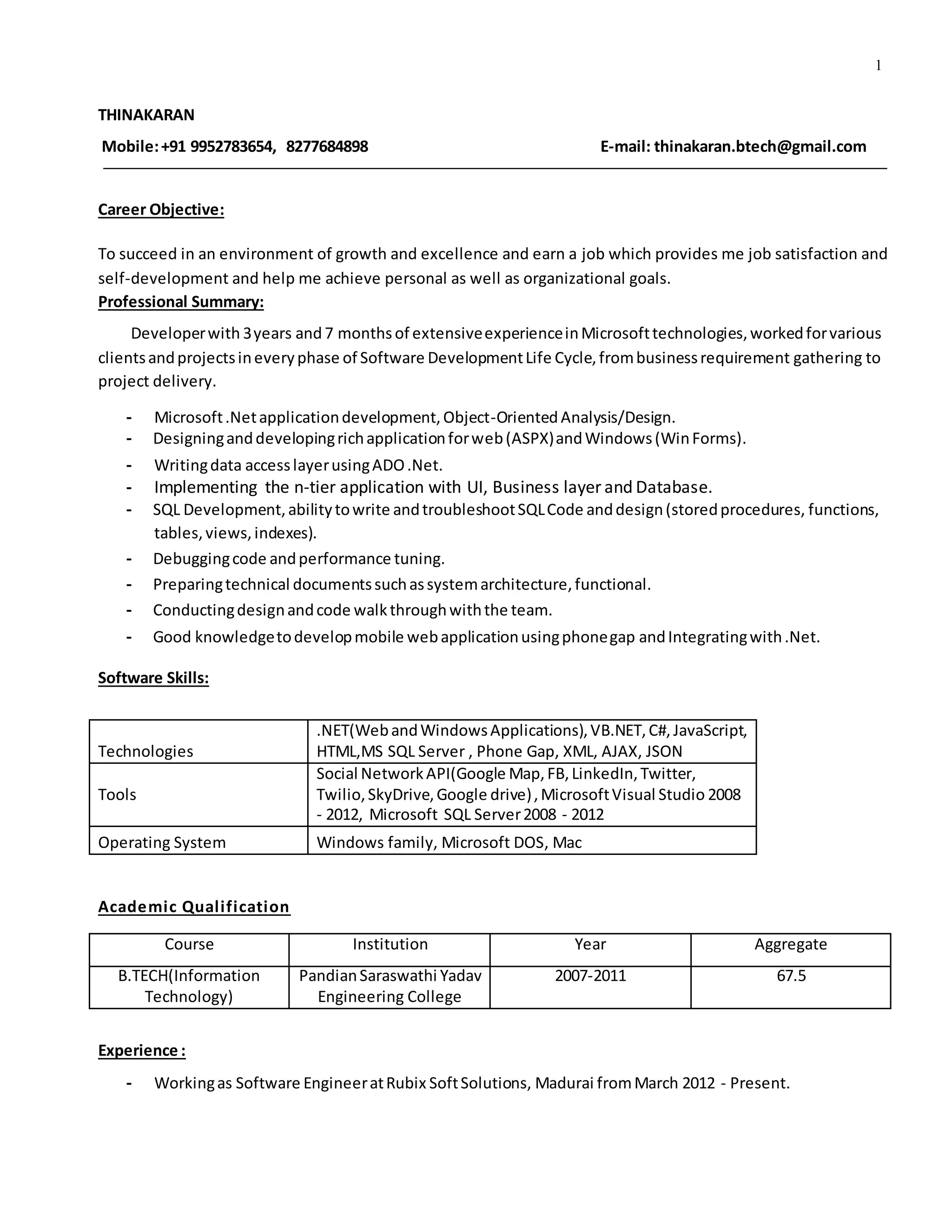 Thinakaran_resume | PDF