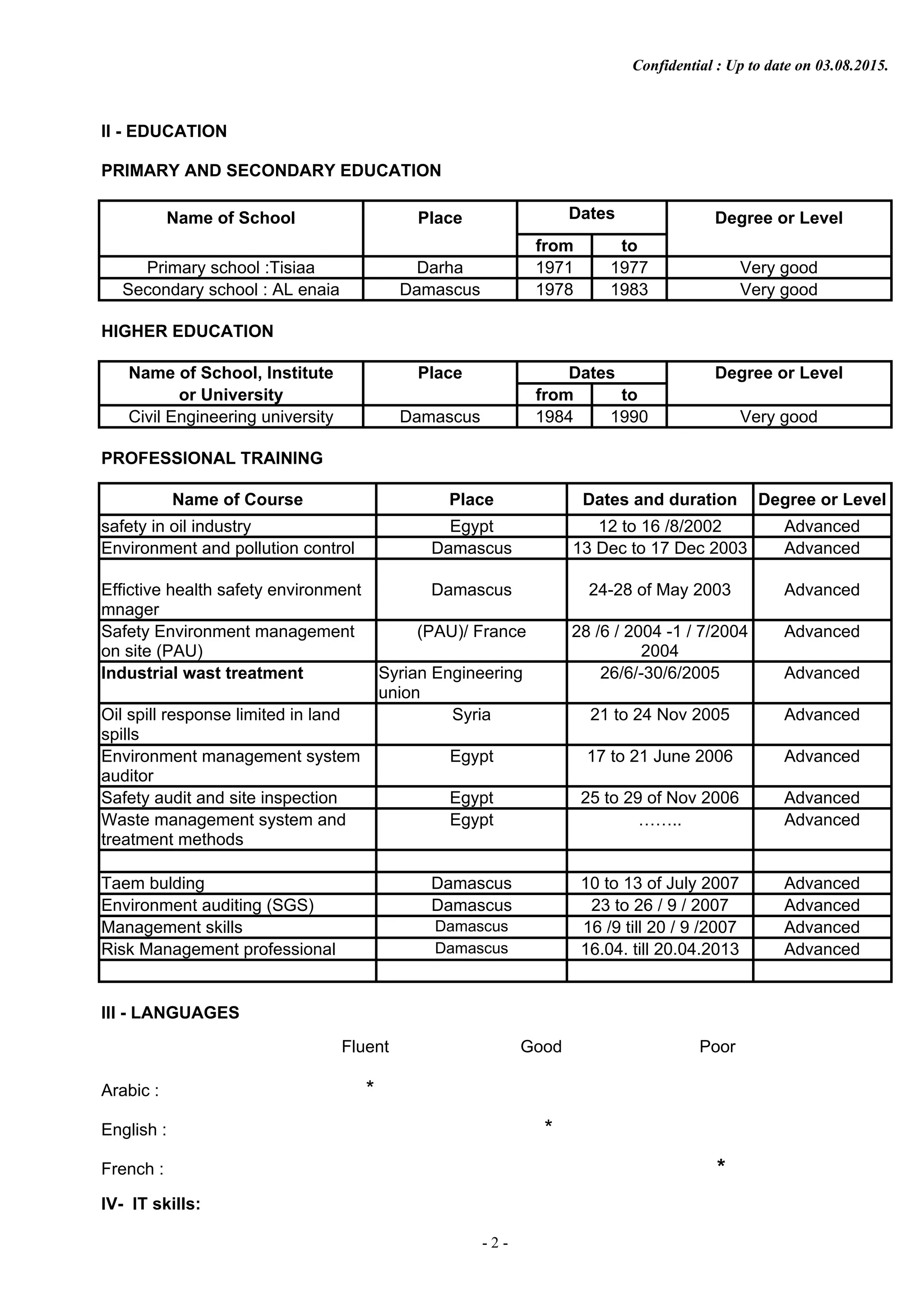 DEZPC ADEL CV english 2015 | PDF