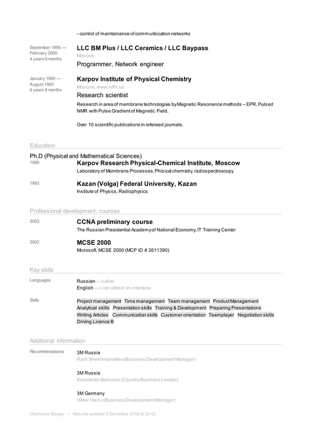 Chizhanov Sergey_CV | PDF