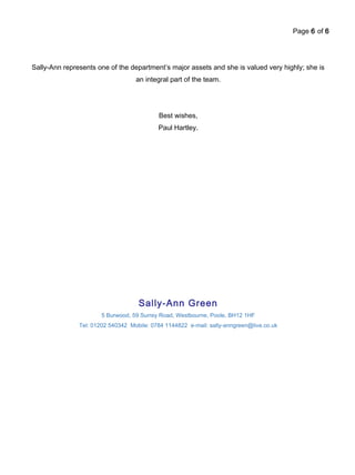 Sally-Ann Green CV BU | PDF