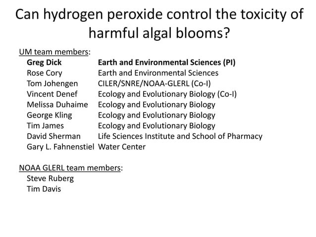 Controlling the Toxicity of Harmful Algal Blooms | PPT