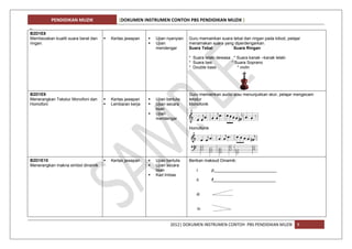 Muzik KBSM Ting.1_Dokumen Instrumen Contoh PBS | PDF