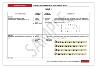 Muzik KBSM Ting.1_Dokumen Instrumen Contoh PBS | PDF