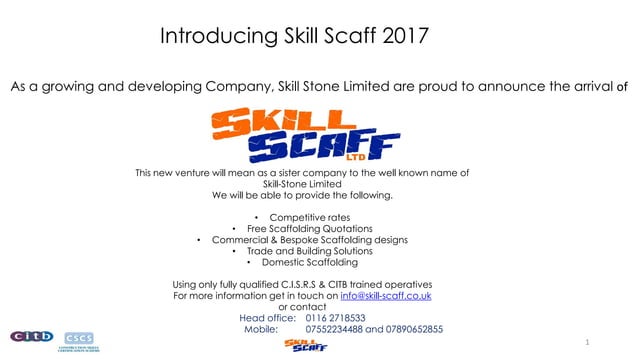 Introducing Skill Scaff Limited - 2017 | PDF