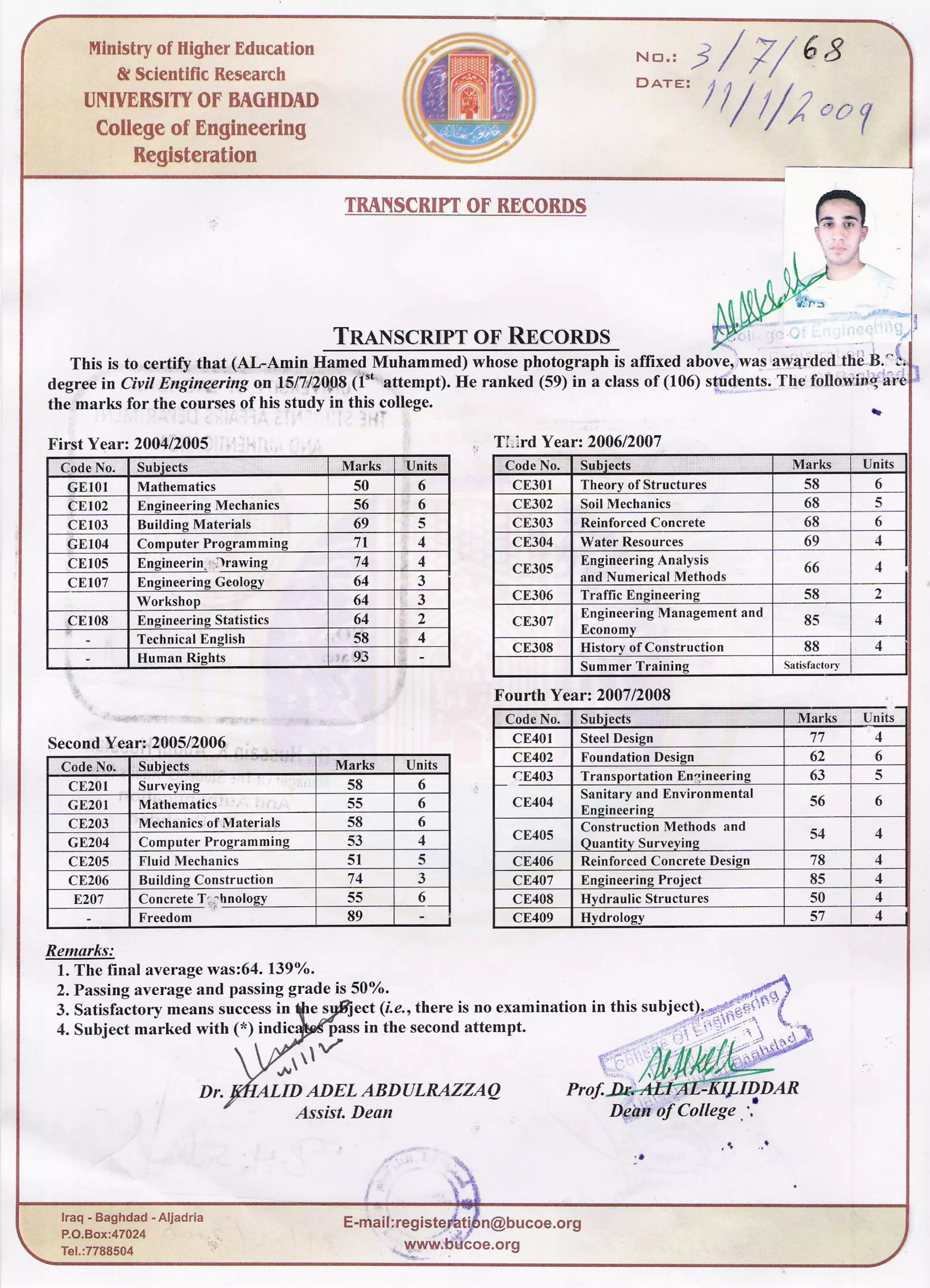 Certificate of Graduation-With Marks-English | PDF