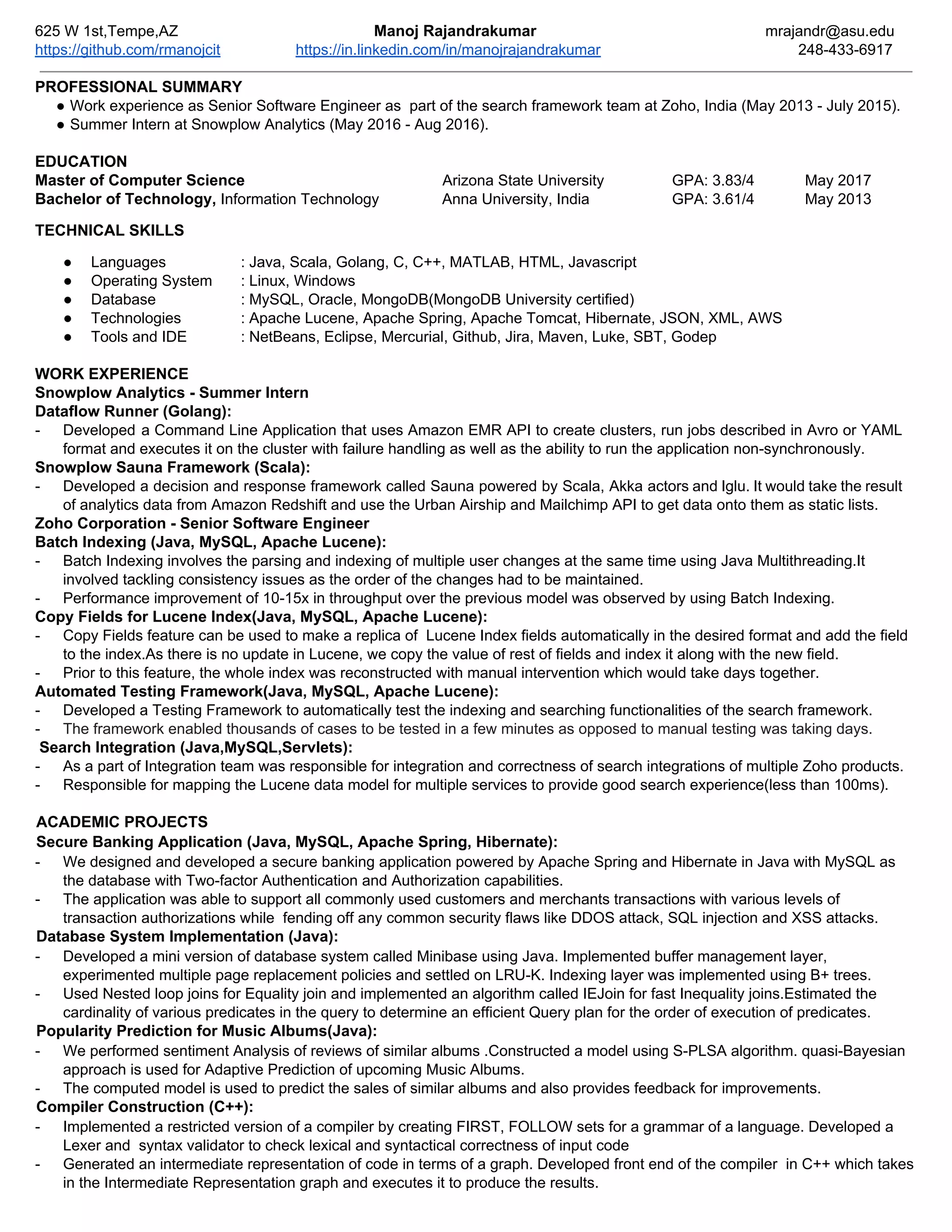 Manoj_Rajandrakumar_Resume | PDF