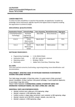 resume prawin sasel | PDF