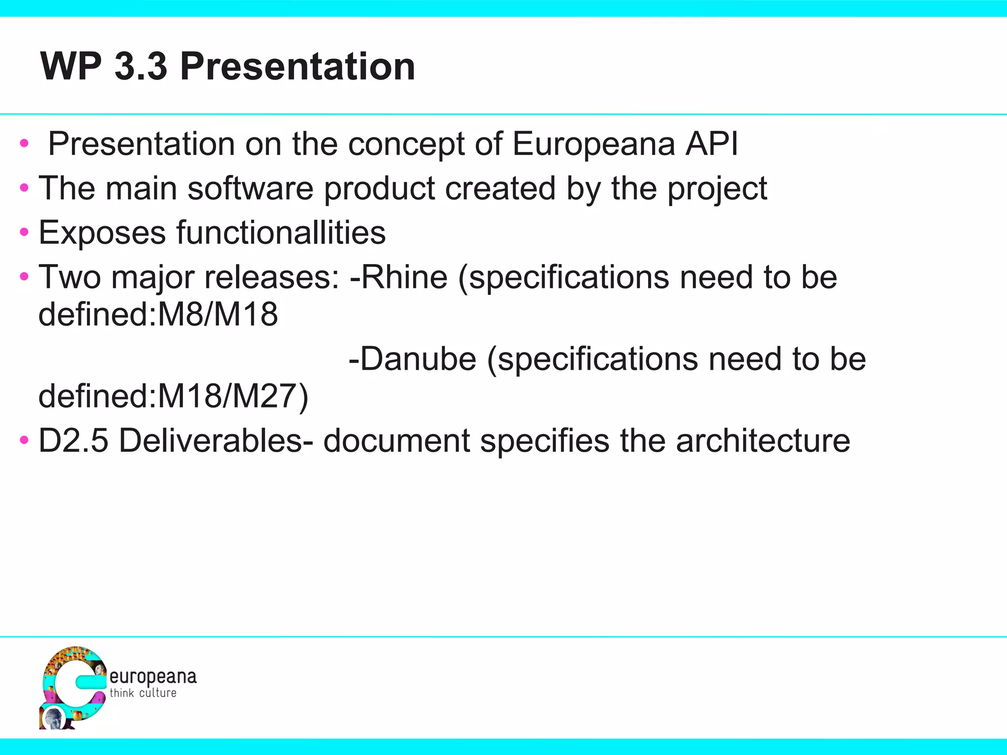 WP 3.3 API and Functional Architecture | PPT | Web Development | Internet