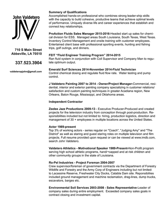 John Valdetero Resume (2) | PDF
